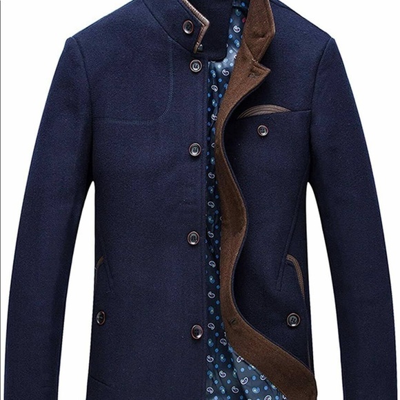 Chouyatou | Jackets & Coats | Gentle Band Collar Single Breasted Wool ...